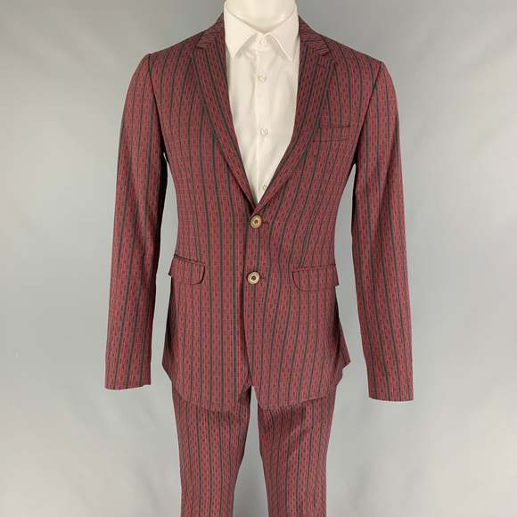 Etro | Suits & Blazers | Etro Burgundy Stripe Cotton Silk Notch Lapel ...